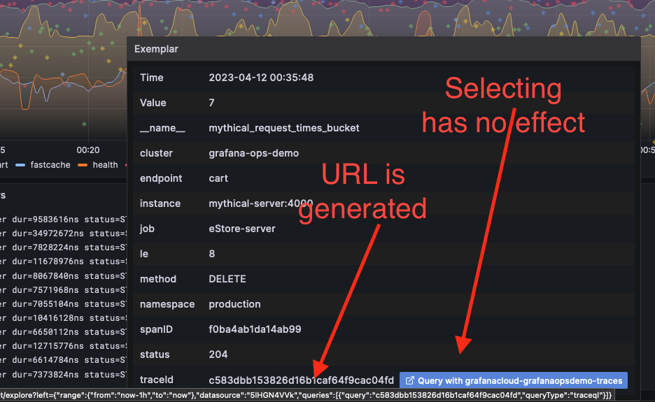 Attempting to navigate to an Exemplar from a dashboard panel does not work · Issue #66328 ...