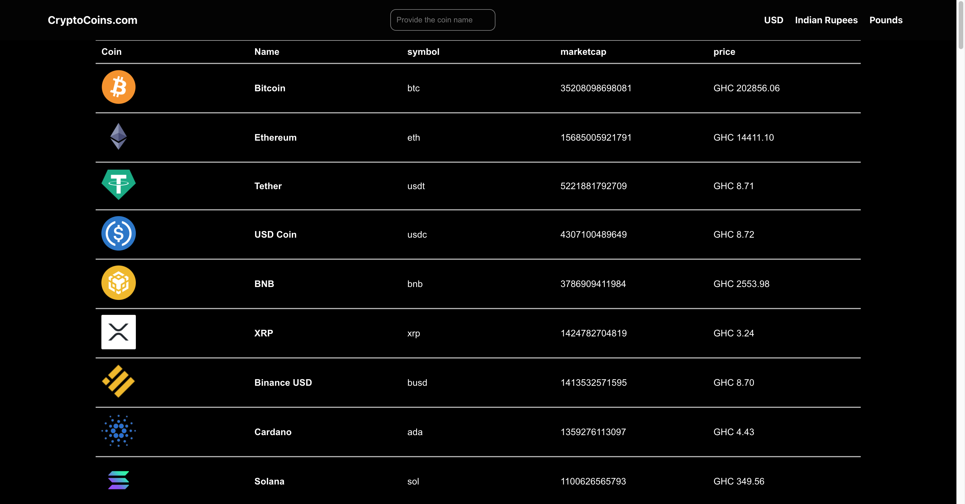 GitHub - yawMD/Cryptocurrency-Application-Reactjs