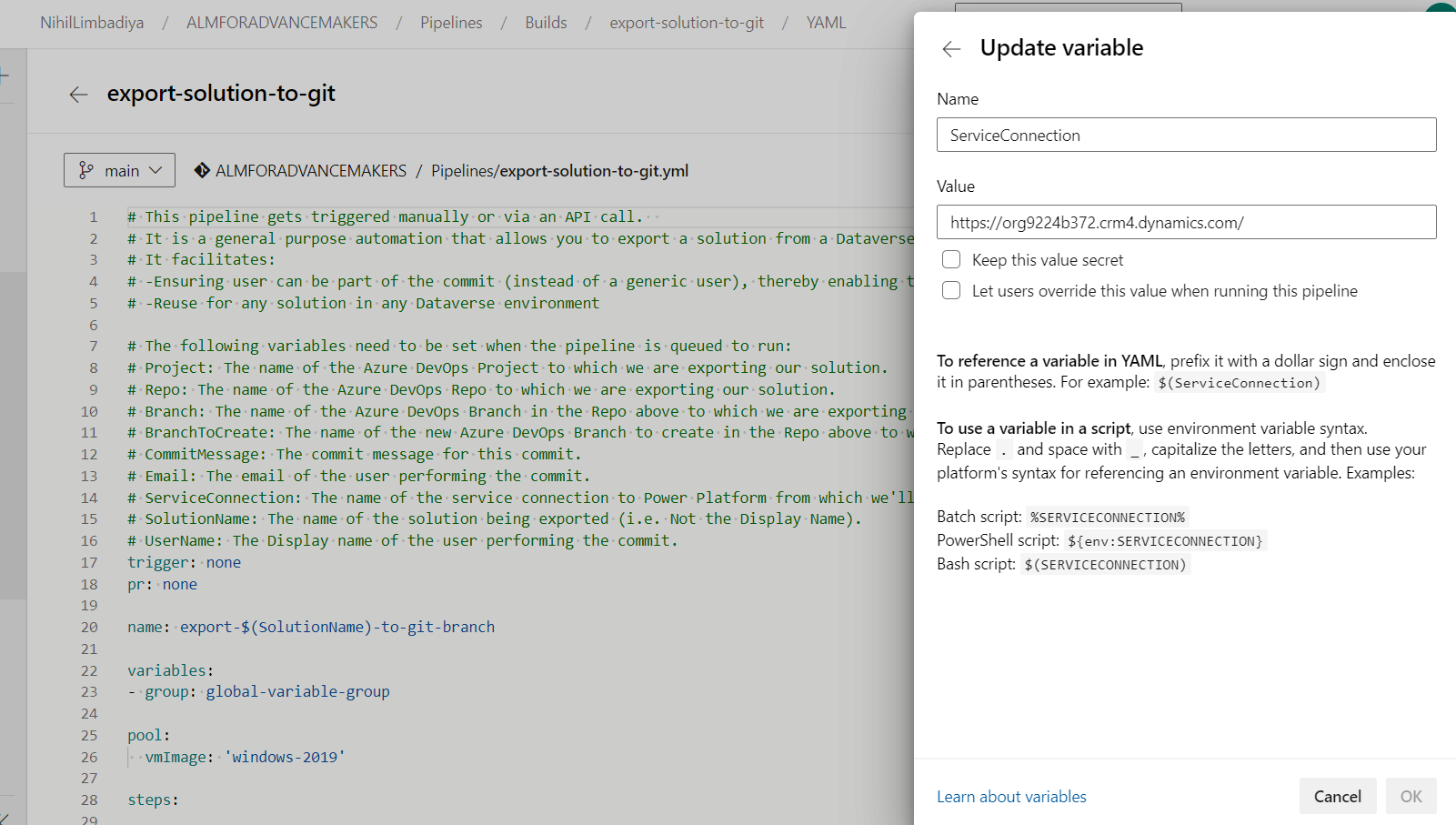 export-solution-to-git pipeline error · Issue #924 · microsoft/coe-starter-kit · GitHub