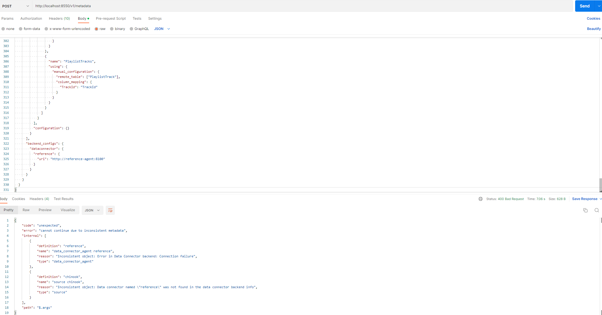 Data Connector Metadata Import Example Fails · Issue 9309 · Hasura Graphql Engine · Github