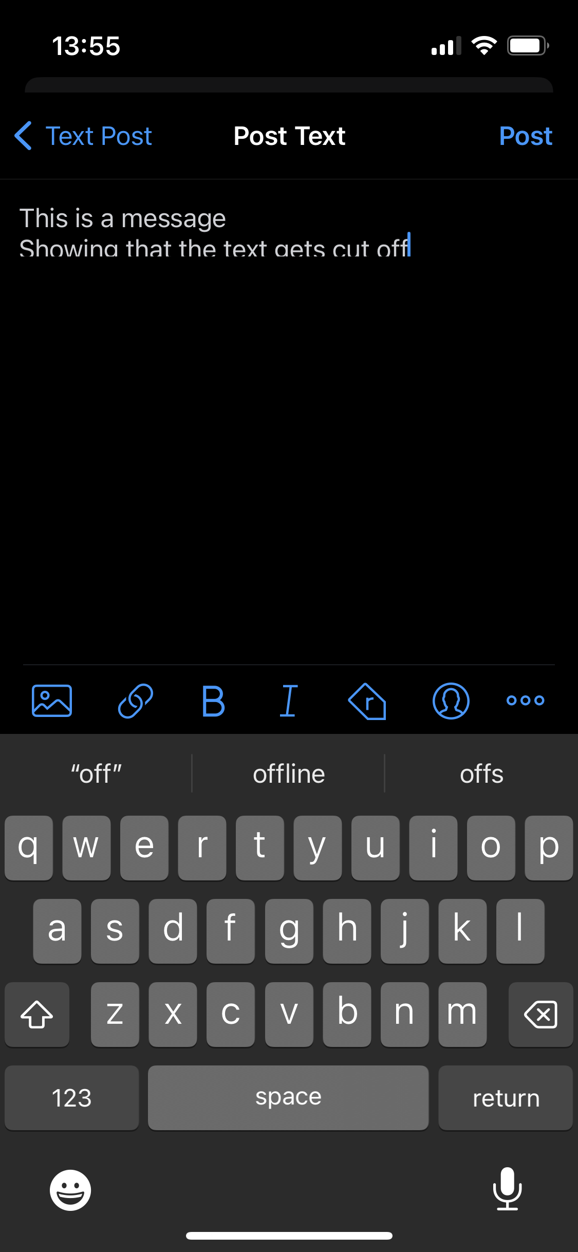 Writing text in comment or post gets cut off · Issue #1877 · christianselig/apollo-bugs · GitHub
