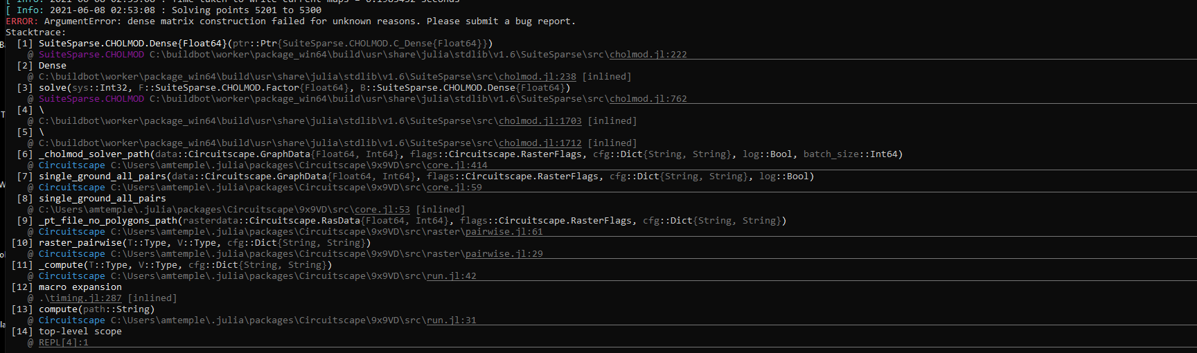 CHOLMOD solver error · Issue #300 · Circuitscape/Circuitscape.jl · GitHub