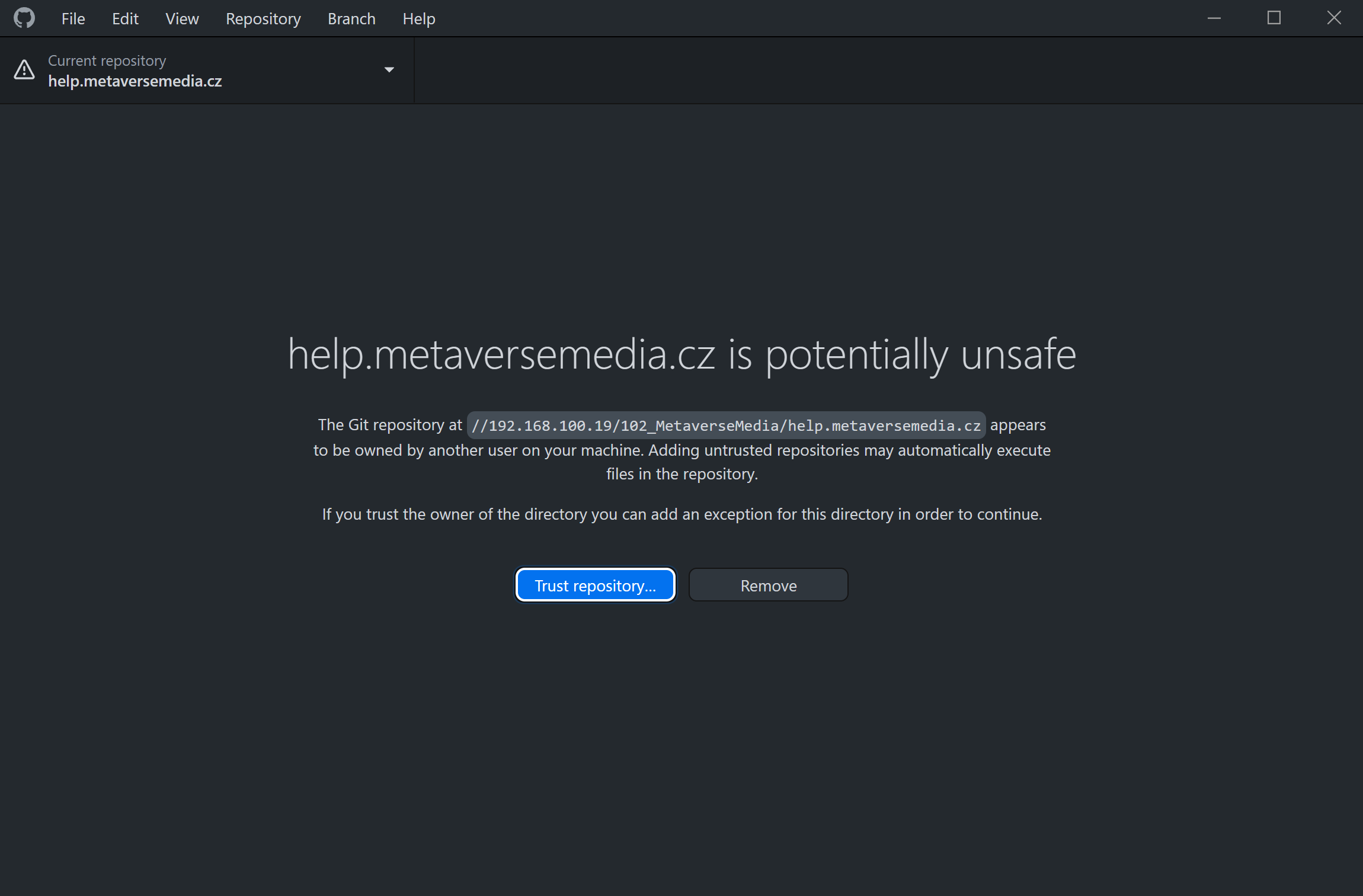 Can't add repository to trust... · Issue #14403 · desktop/desktop · GitHub