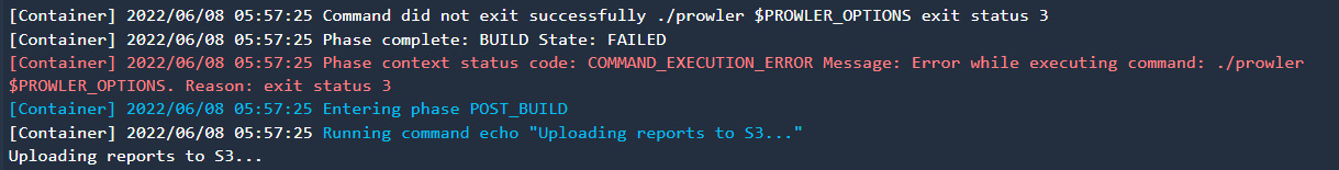 [Bug]: Codebuild COMMAND_EXECUTION_ERROR · Issue #1182 · prowler-cloud/prowler · GitHub