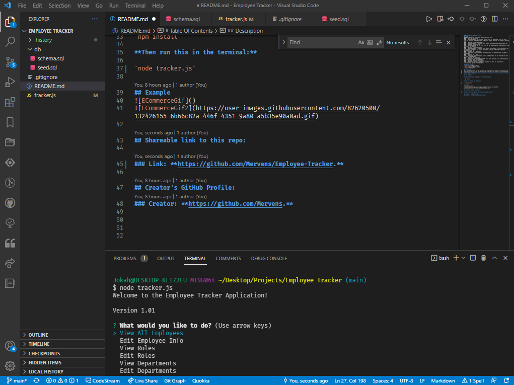 GitHub - Mervens/Employee-Tracker