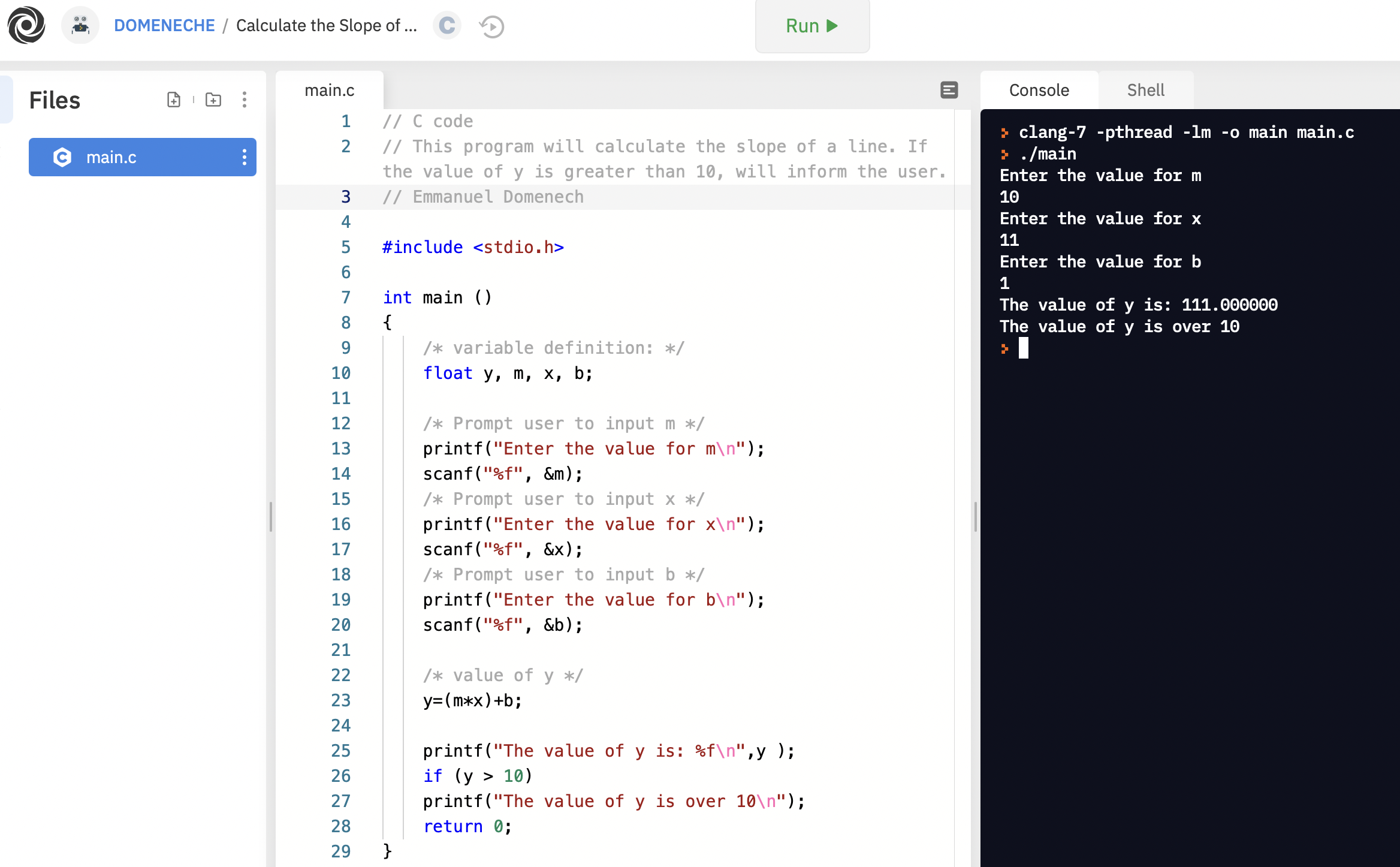 GitHub - EmmanuelDomenech/Calculate_the_Slope_of_a_Line: This program ...