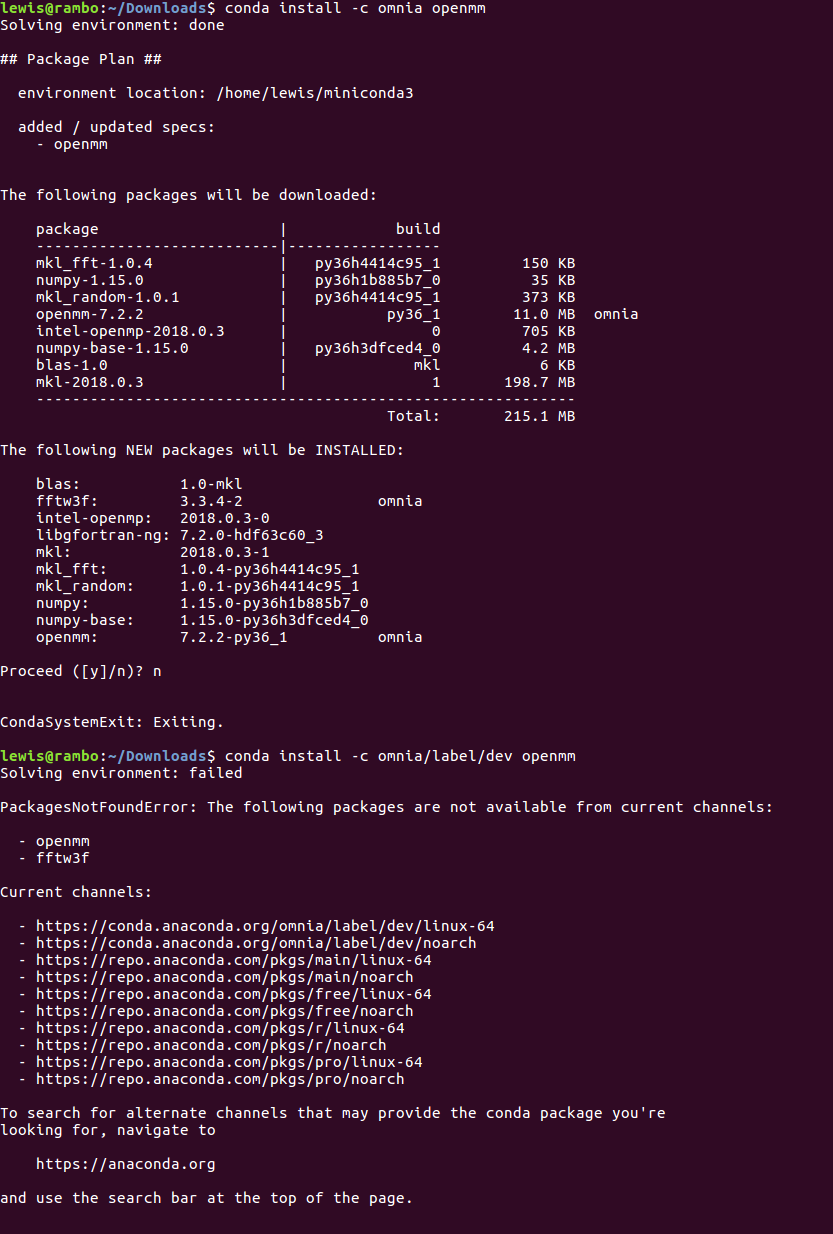 dev version not found by conda · Issue #2135 · openmm/openmm · GitHub