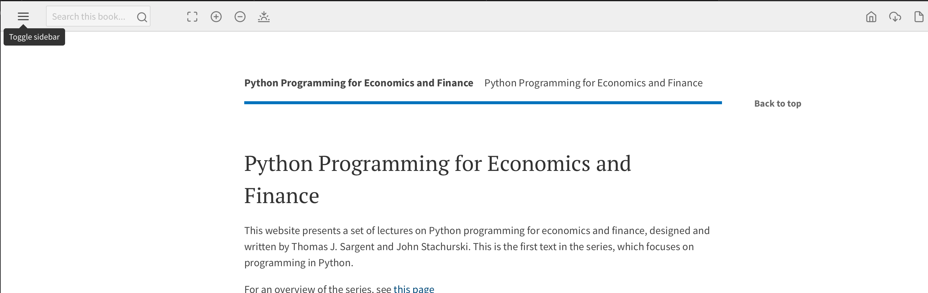 Update `TOC` hover message · Issue #24 · QuantEcon/quantecon-book-theme · GitHub