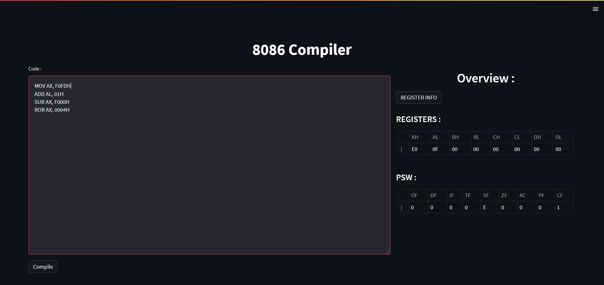 GitHub - adijha29/8086-Compiler