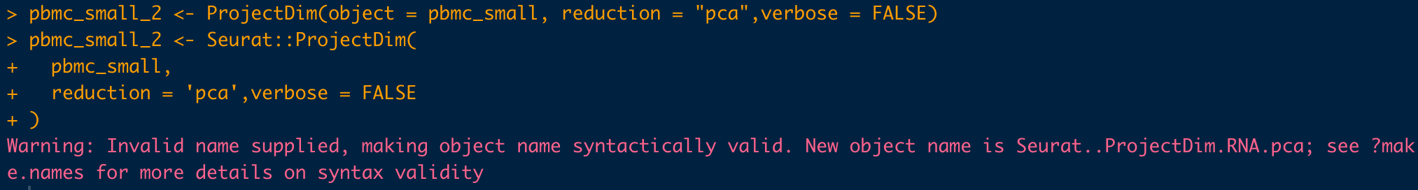 Warning: Invalid name supplied · Issue #4893 · satijalab/seurat · GitHub