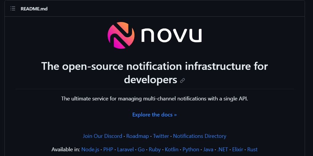 Replacing Readme.md links with Markdown badges · Issue #237 · novuhq/docs · GitHub