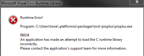 MSVC Runtime Error when starting PIO · Issue #229 · platformio/platformio-vscode-ide · GitHub