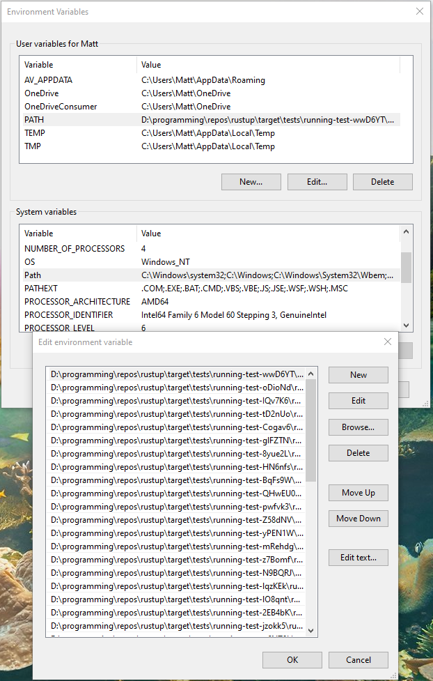 Running Tests On Windows Adds Permanent Entries To The Users Path · Issue 3529 · Rust Lang
