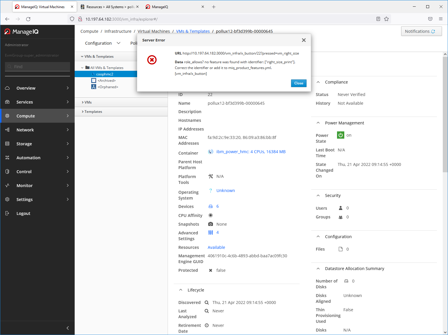 Not able to right size a VM on the HMC provider · Issue #8329 ...