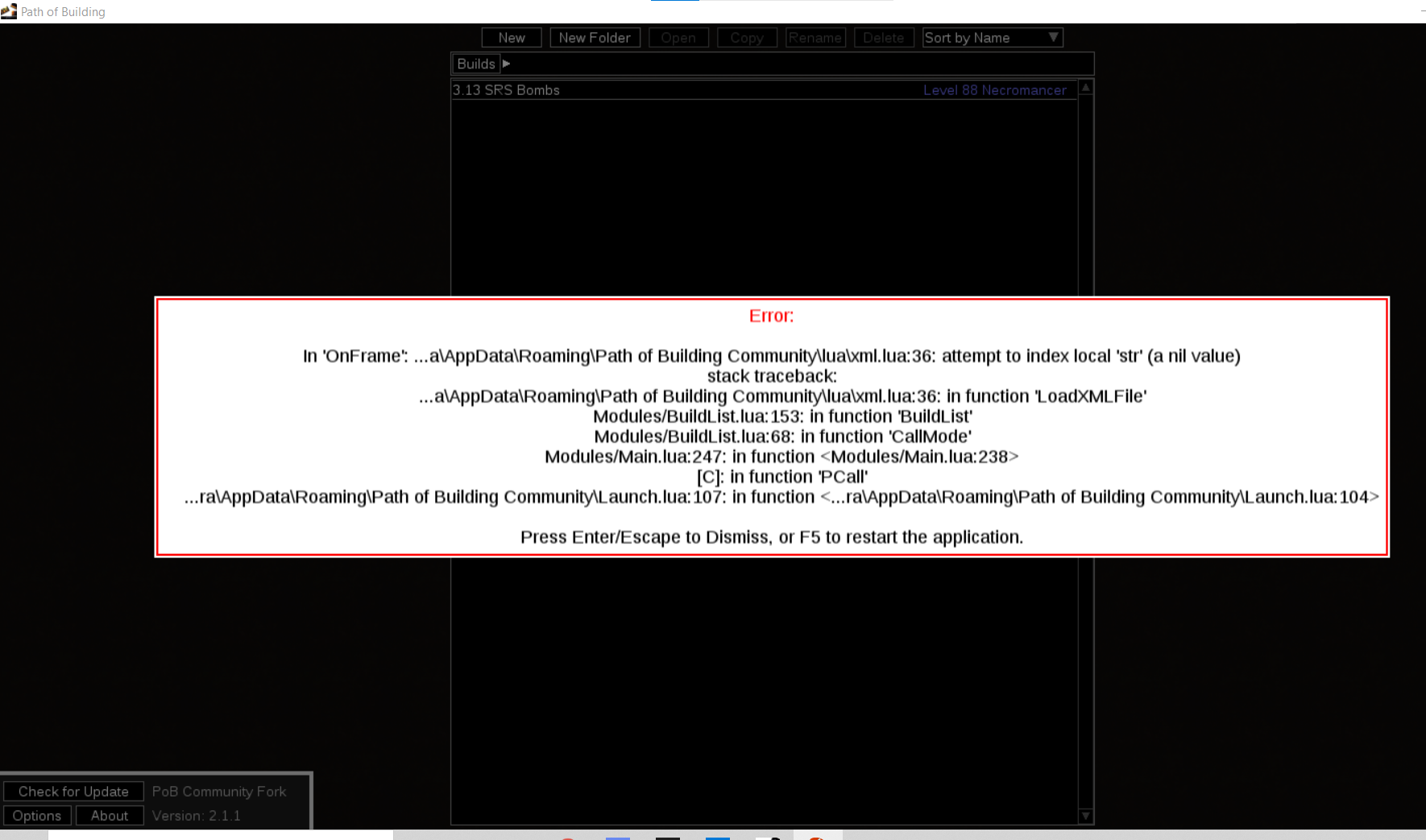 Missing Builds and Regular Error · Issue #2568 · PathOfBuildingCommunity/PathOfBuilding · GitHub