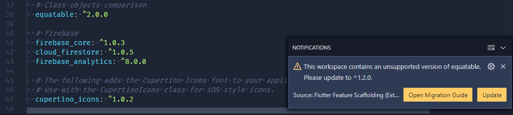 [BUG] Unsupported version of equatable · Issue #15 · KiritchoukC/vscode-ext_flutter-clean ...