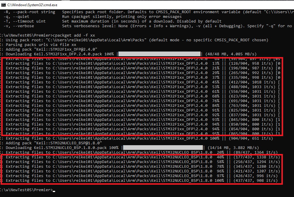 On Windows Message `extracting Files` Is Printed To Multiple Lines · Issue 141 · Open Cmsis