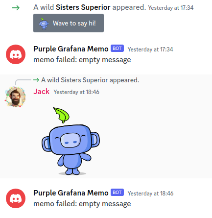 Bug: Empty messages such as "join" or "stickers" trigger failed memo · Issue #16 · grafana/memo ...
