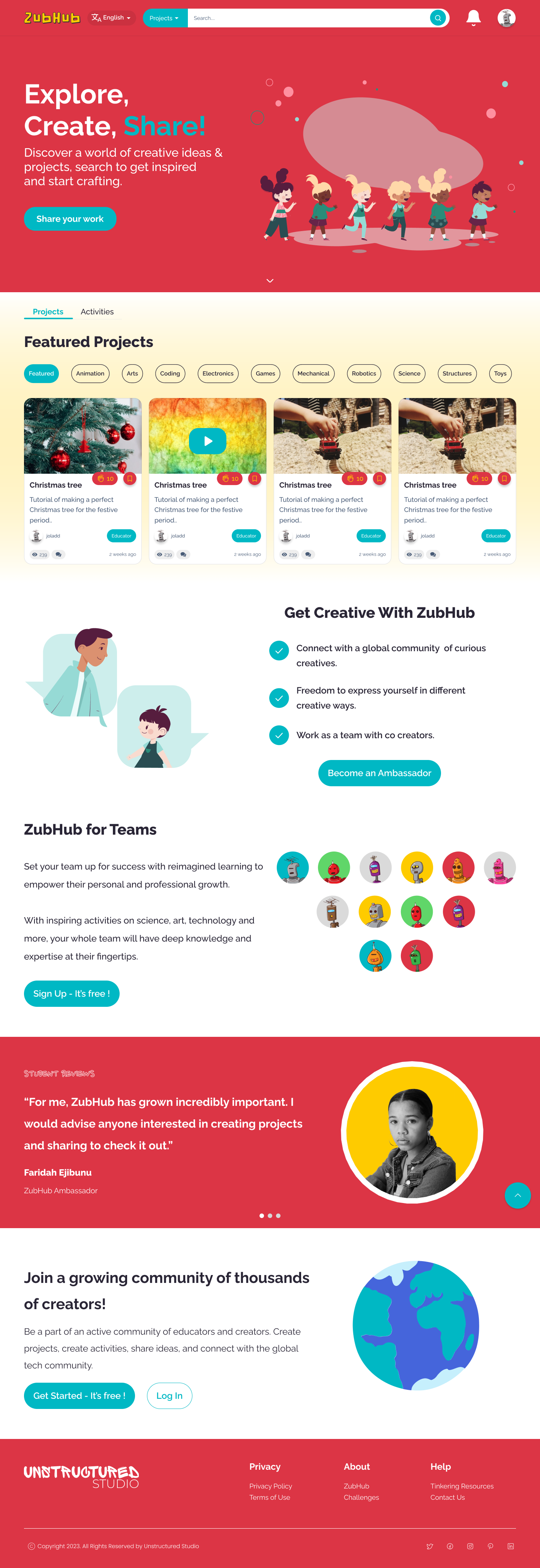 Improve the header design on the landing page · Issue #792 · unstructuredstudio/zubhub · GitHub