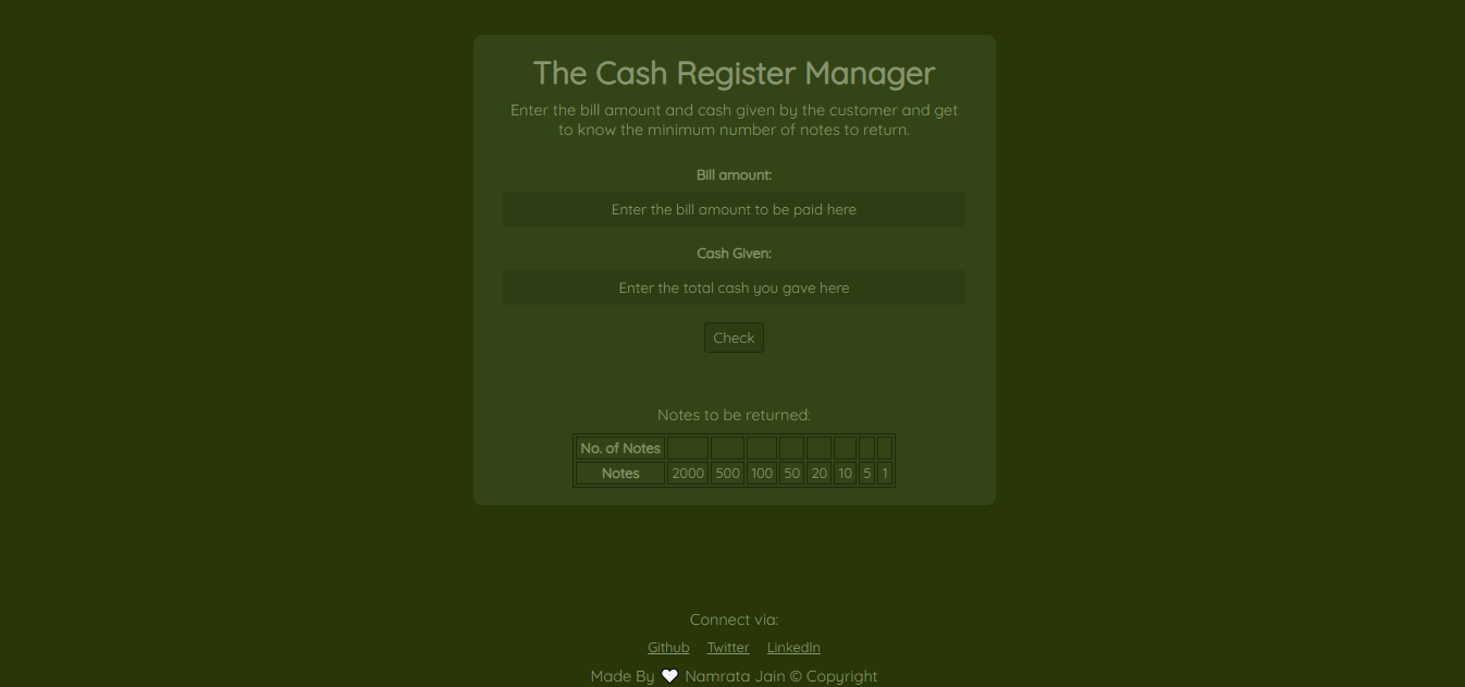 Github Namrata Jcash Register Manager A Cash Register Manager App Made Using Vanillajs 