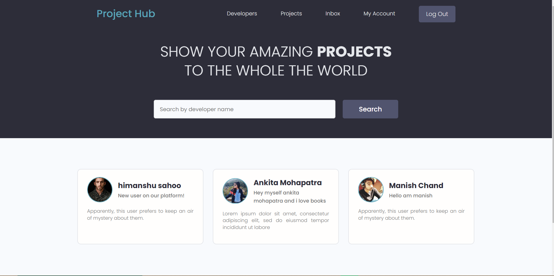 GitHub - manishcad/Project-Hub: You can show your amazing projects to the whole by creating an ...