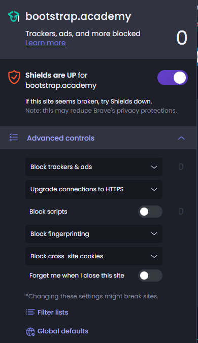 Brave Browser Navigation Not Showing When Clicking The Profile Icon · Issue 47 · Bootstrap