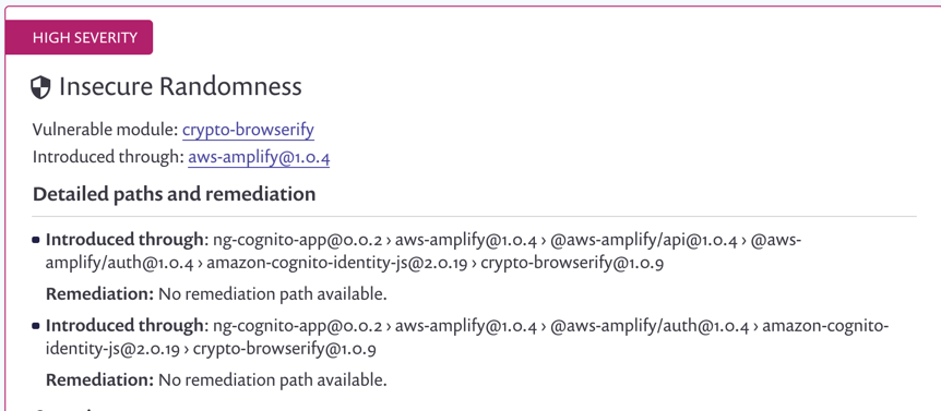 amplify vulnerability in snyk due to old dependency · Issue #1381 · aws-amplify/amplify-js · GitHub