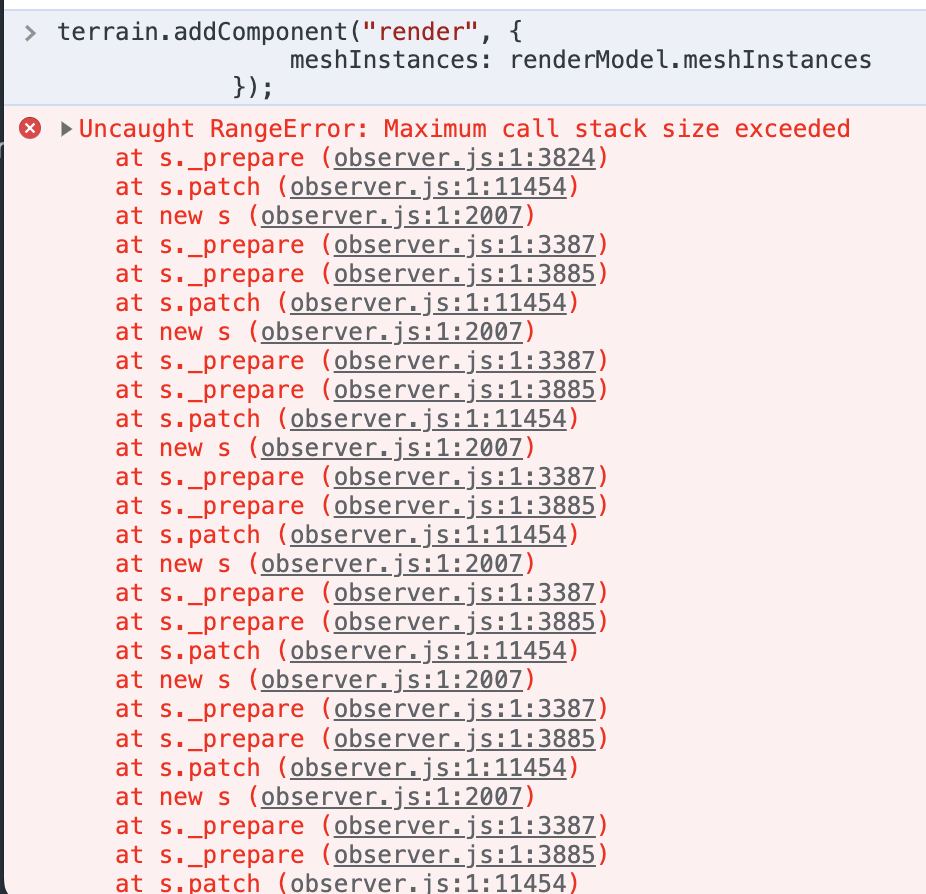 Observer Js Throws Maximum Call Stack Size Exceeded · Issue 911 · Playcanvas Editor · Github