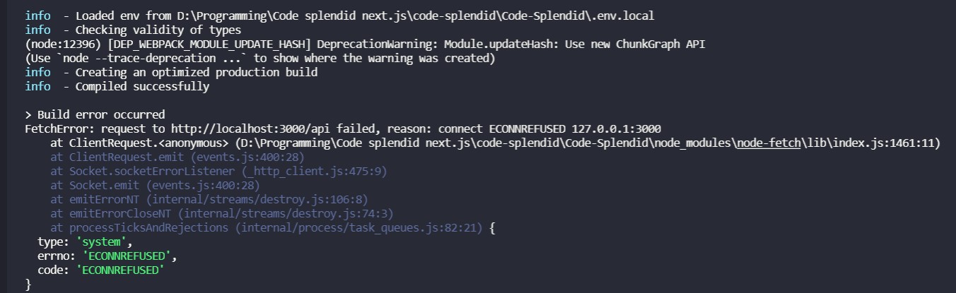 Next Js Build Error While Using Internal Api · Vercel Nextjs · Discussion 32483 · Github