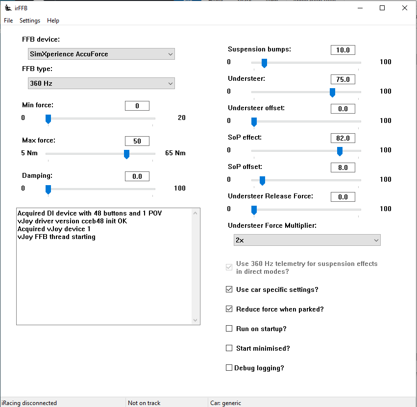 GitHub - Fuzzwah/irFFB-1: irFFB updated to enable the Understeer ...