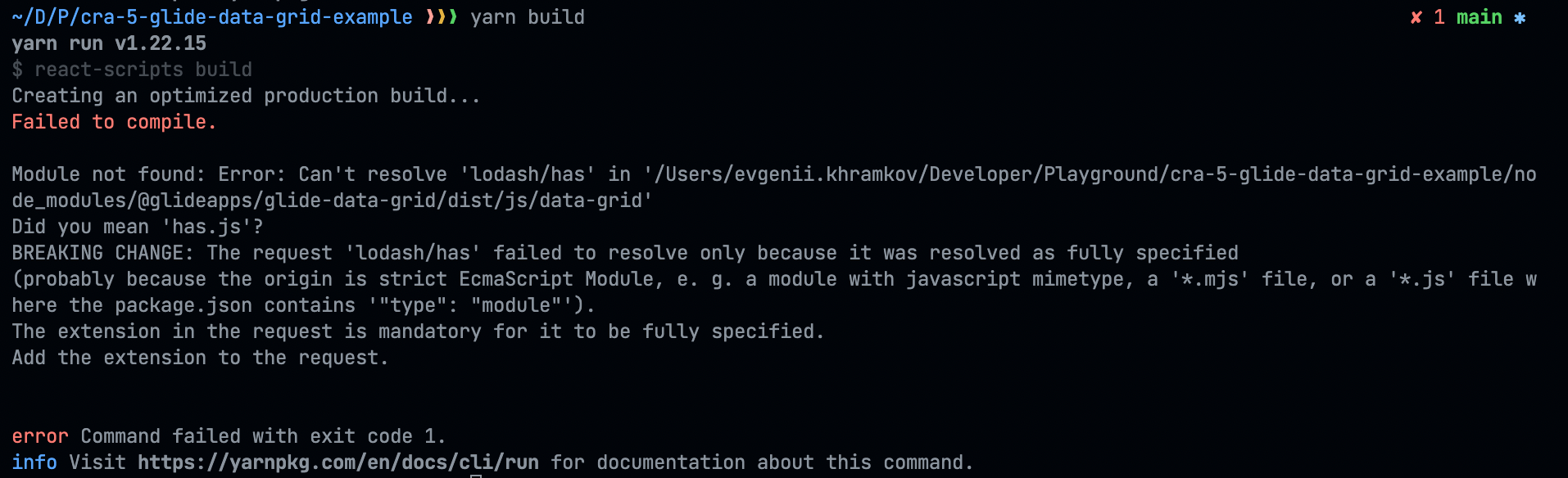 Build fails in CRA 5.0.0 (Webpack 5), due to ESM strict mode - "Module not found: Error: Can't ...