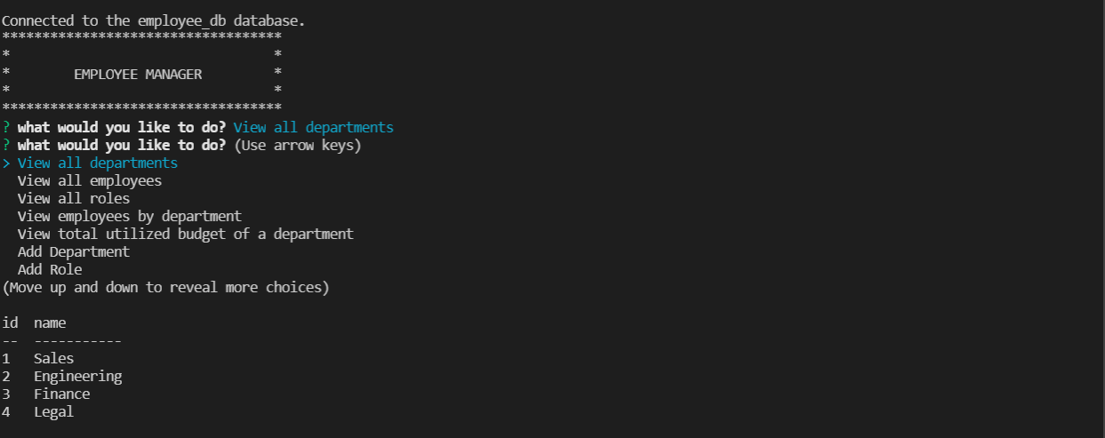 Github Nrakeebemployee Tracker Nodejs Command Line Application To Query Database For 4735