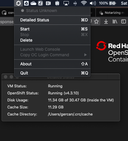 Detailed status and tray menu status do not match · Issue #31 · crc-org/tray-macos · GitHub