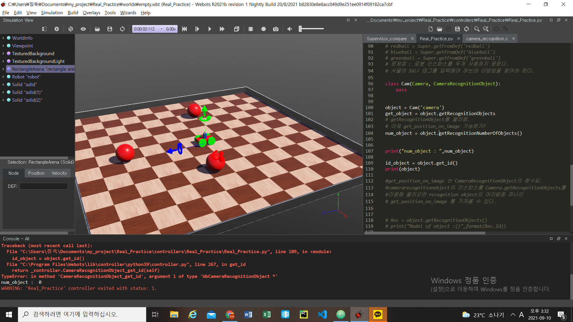 Webots Python Camera Recognition Bug · Issue 3661 · Cyberbotics Webots · Github