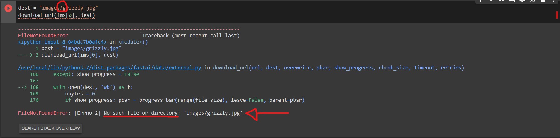 directory in dest variable, lesson 2 cell "clean" · Issue #438 · fastai/fastbook · GitHub
