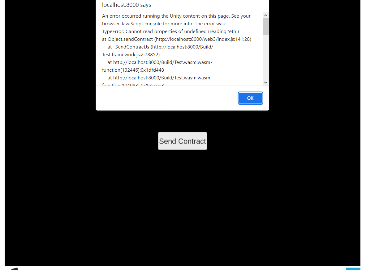 Exception when try to execute custom contract from example in documentation using Metamask ...