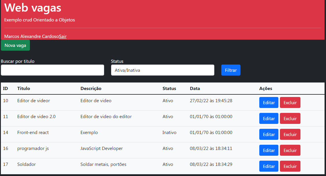 GitHub - Catalendas/PHP-Crud: Crud feito com auxilio do canal Wdev