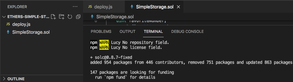 yarn add solc not create package.json · smartcontractkit full-blockchain-solidity-course-js ...