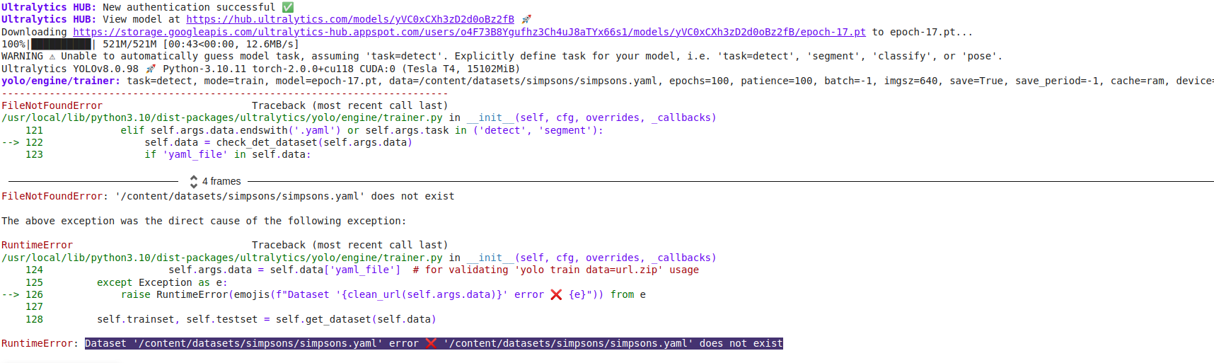 Dataset not downloading when resuming training · Issue #270 · ultralytics/hub · GitHub