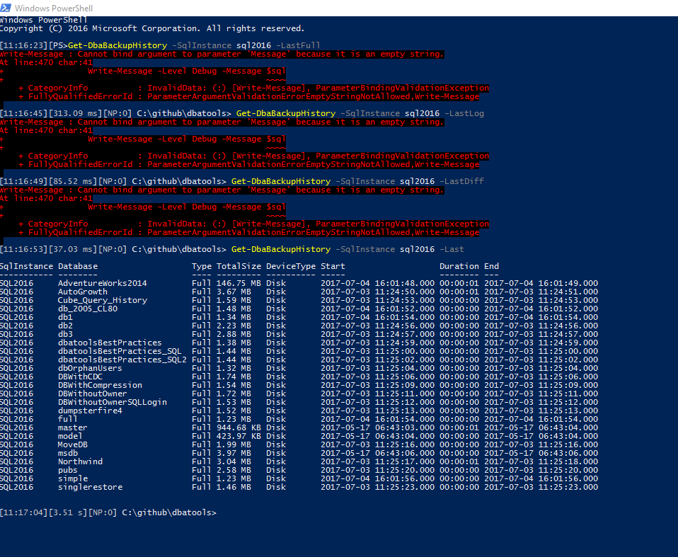 Get Dbabackuphistory Lastfull Lastdiff Lastlog Broken In Dev · Issue