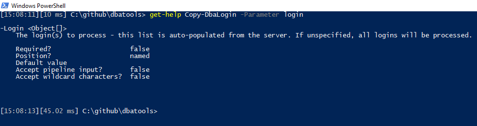 Copy-SqlLogin - Get-Help output bug (missing DynamicParameters) · Issue #274 · dataplat/dbatools ...