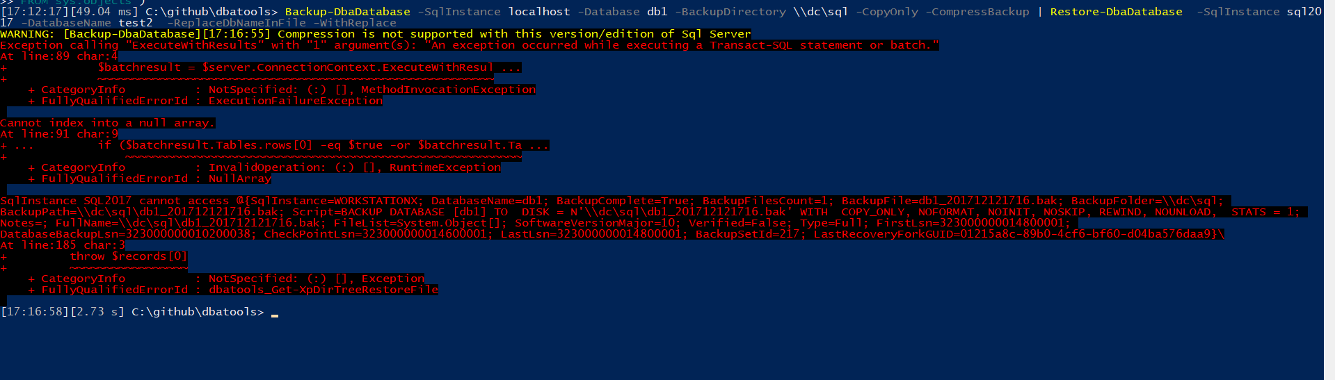 Backup Restore Piping · Issue 2839 · Dataplat Dbatools · Github