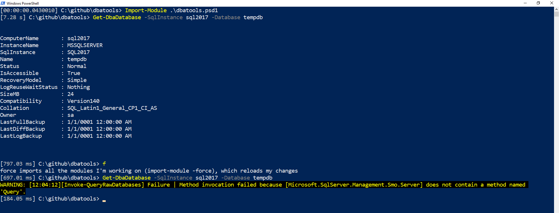 Server Query Is Lost When Psm1 Is Loaded · Issue 5562 · Dataplat Dbatools · Github