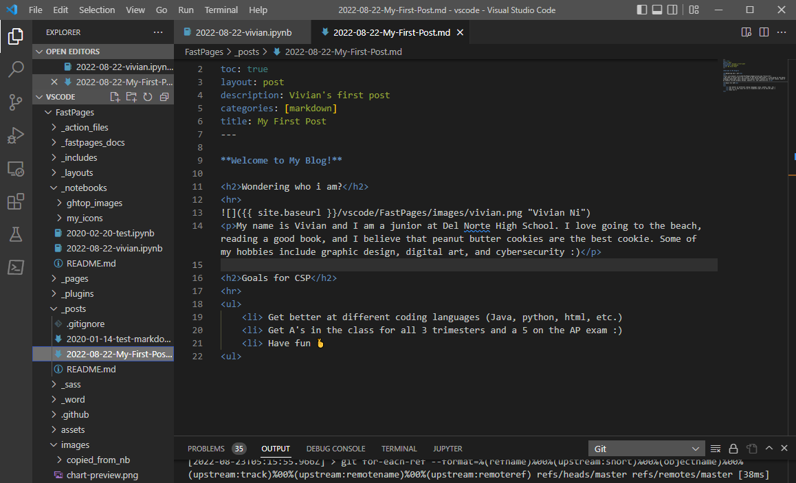 Review Ticket Week 0 · Issue #6 · vivianknee/FastPages · GitHub