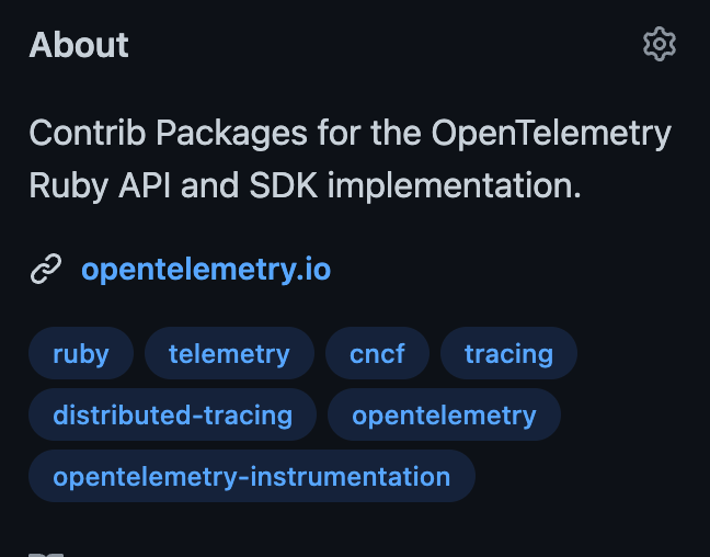 Add link to opentelemetry.io under About section · Issue #2 · open-telemetry/opentelemetry-ruby ...