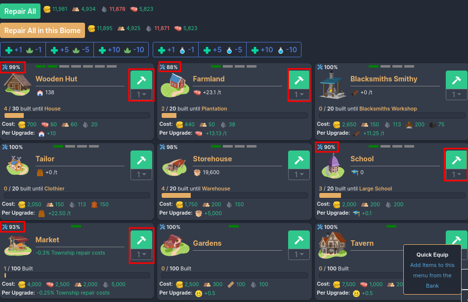[Bug]: Township - Single buildings cannot be repaired until maxed out · Issue #3367 · MelvorIdle ...