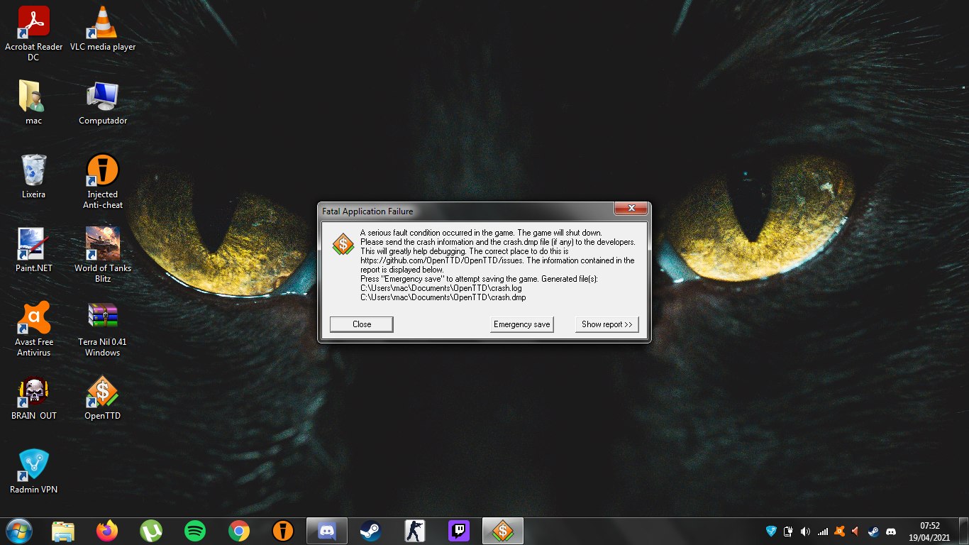 Repeated crash on startup · Issue #9060 · OpenTTD/OpenTTD · GitHub