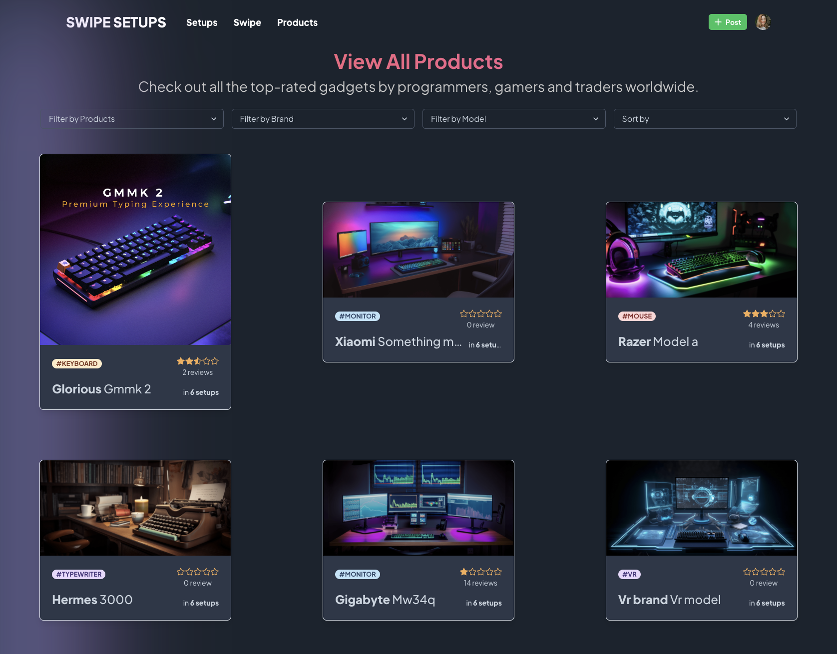 complete Products page frontend mvp · Issue #95 · bitcraft3r/swipe-setups · GitHub