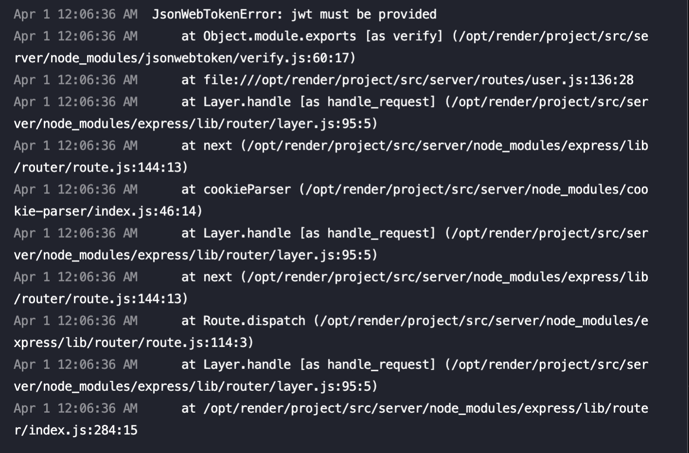 Not able to fetch user profile data from production server - jwt token error · Issue #154 ...