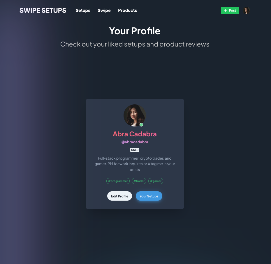 complete Profile page frontend mvp · Issue #100 · bitcraft3r/swipe ...
